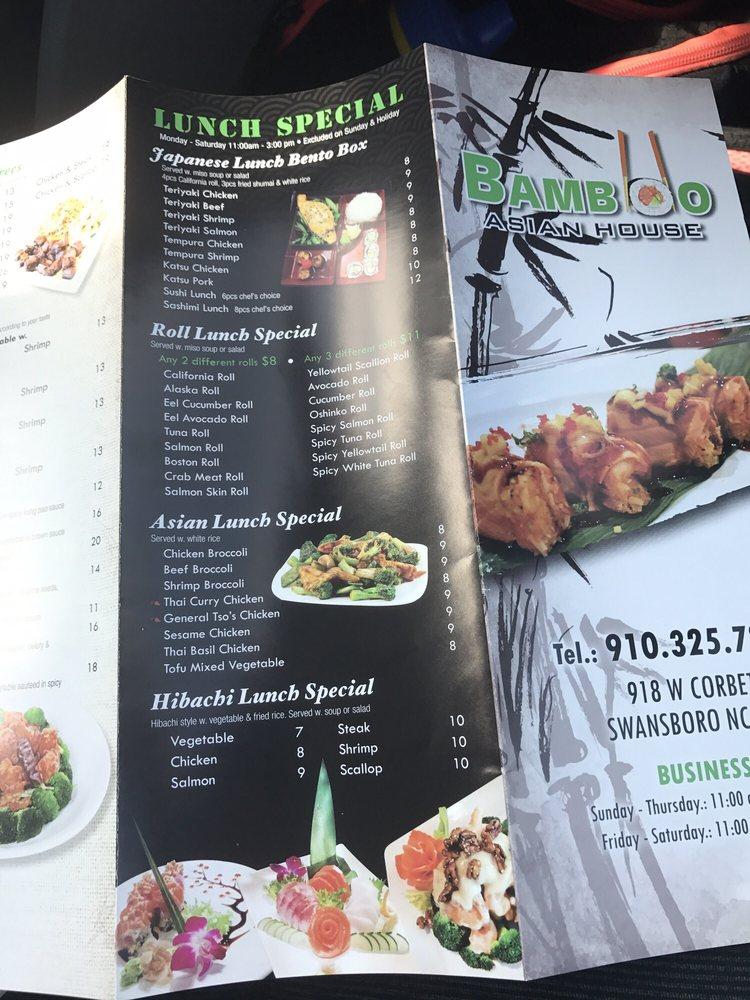 Menu at Bamboo Asian House restaurant, Swansboro