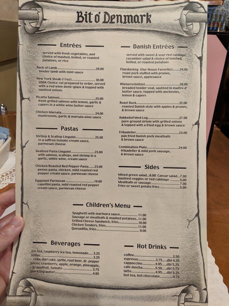 Menu at Bit O'Denmark Restaurant, Solvang