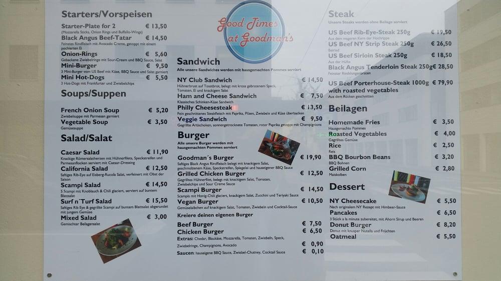 Menu at Goodman´s restaurant, Salzburg