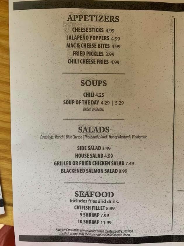 Menu at Jasper County Wing Shack restaurant, Monticello