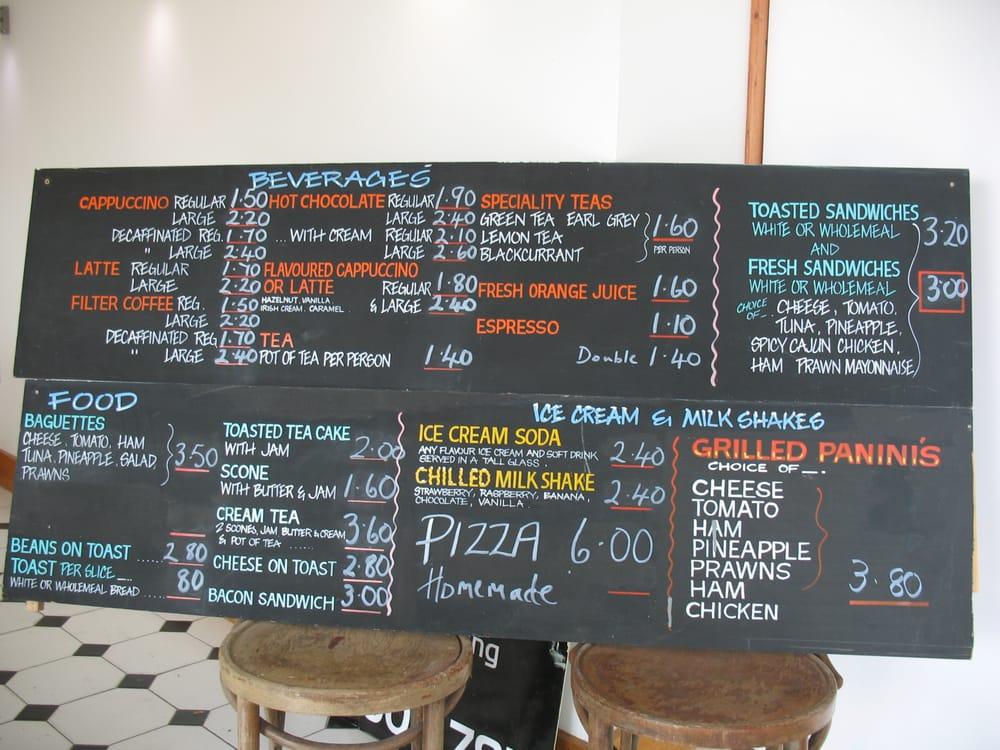Menu at Ripples cafe, Bishopston