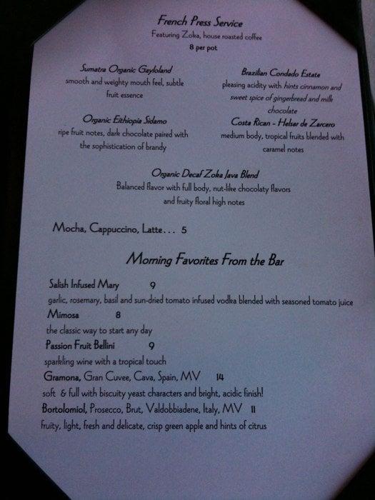 Menu at The Dining Room at Salish Lodge & Spa desserts, Snoqualmie