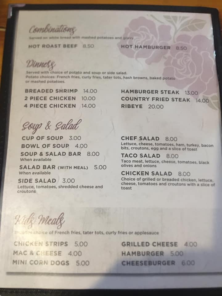 Menu at The Wild Rose Bar & Cafe, Ashley