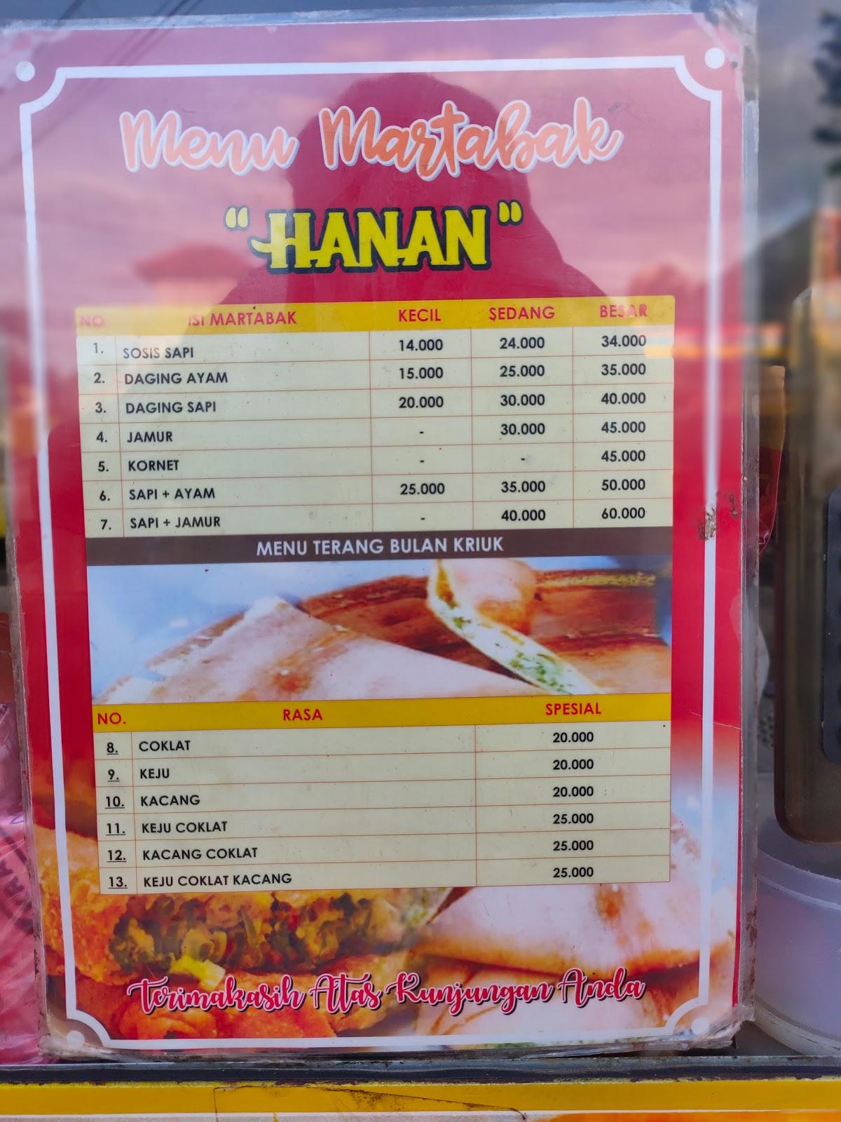 Carta del restaurante MARTABAK HANAN - Mulyosari, Surabaya, Jl. Raya ...
