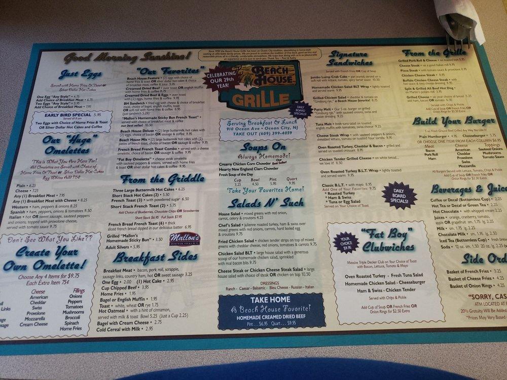 Menu at Beach House Grille restaurant, Ocean City
