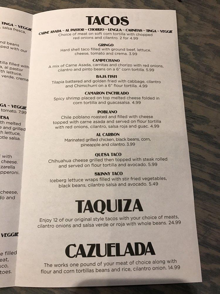 Menu at El Taco Macho restaurant, Painesville