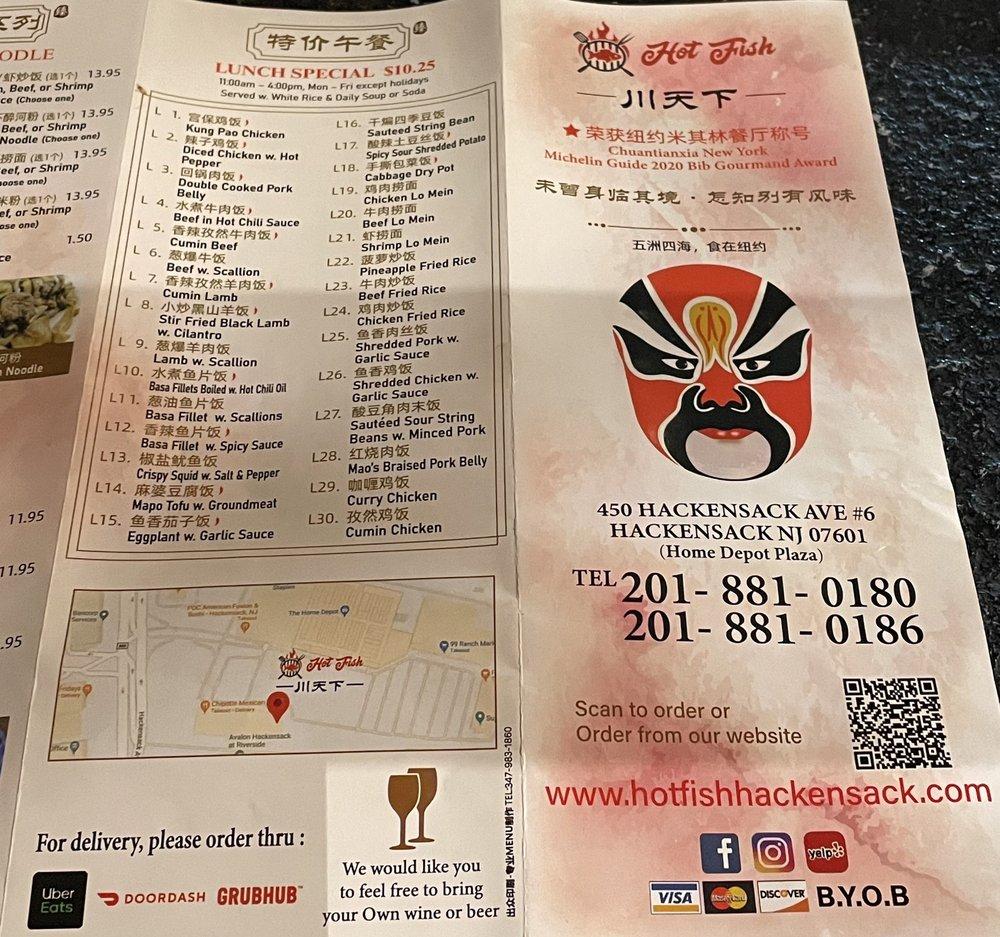 Menu at Hot Fish restaurant, Hackensack