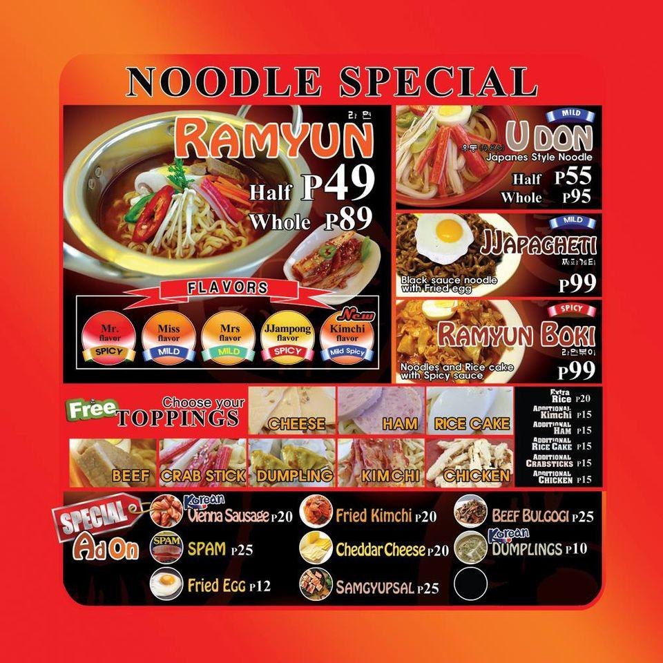Carta del restaurante Mr.RAMYUN 미스터 라면, Baguio