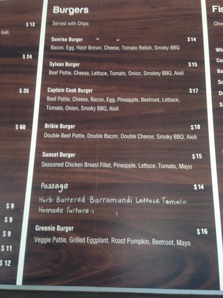 Menu at Sylvan Beach Seafood Cafe, Bellara