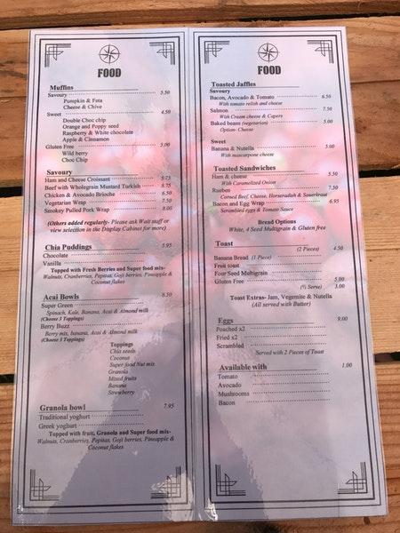 Menu at 96 Degrees cafe, North Beach
