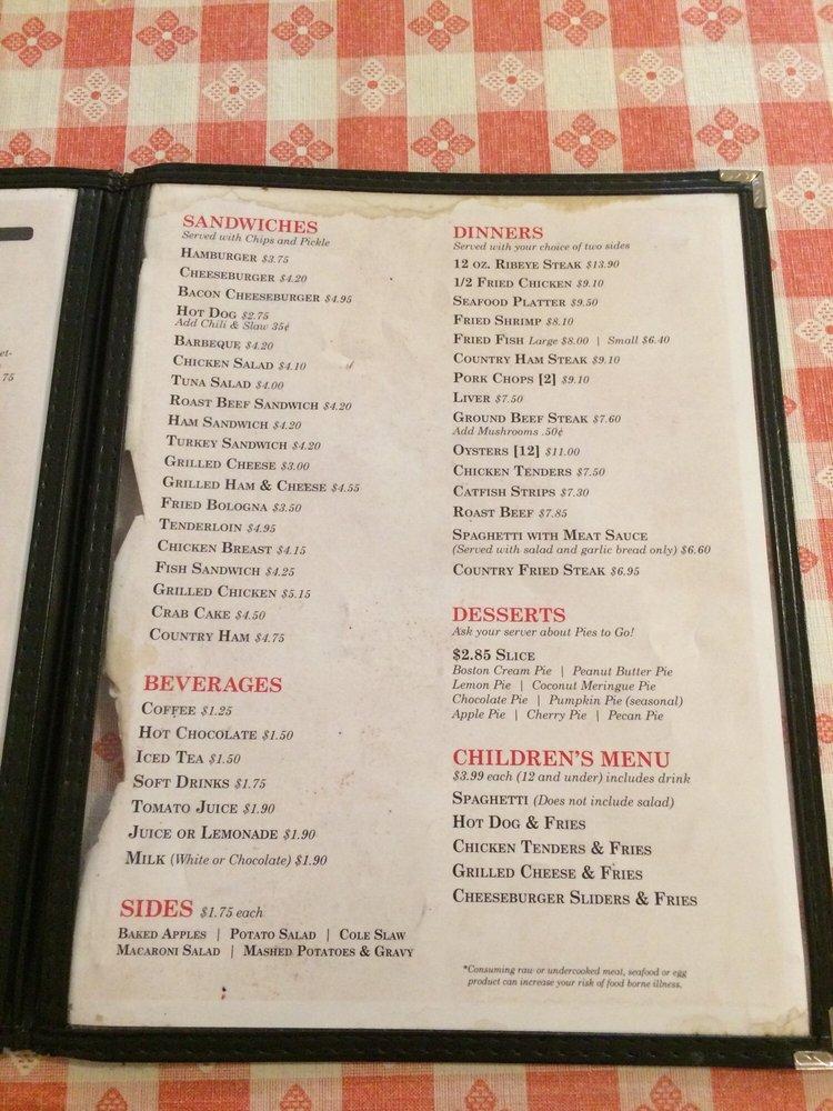Menu at Armstrong's restaurant, Verona