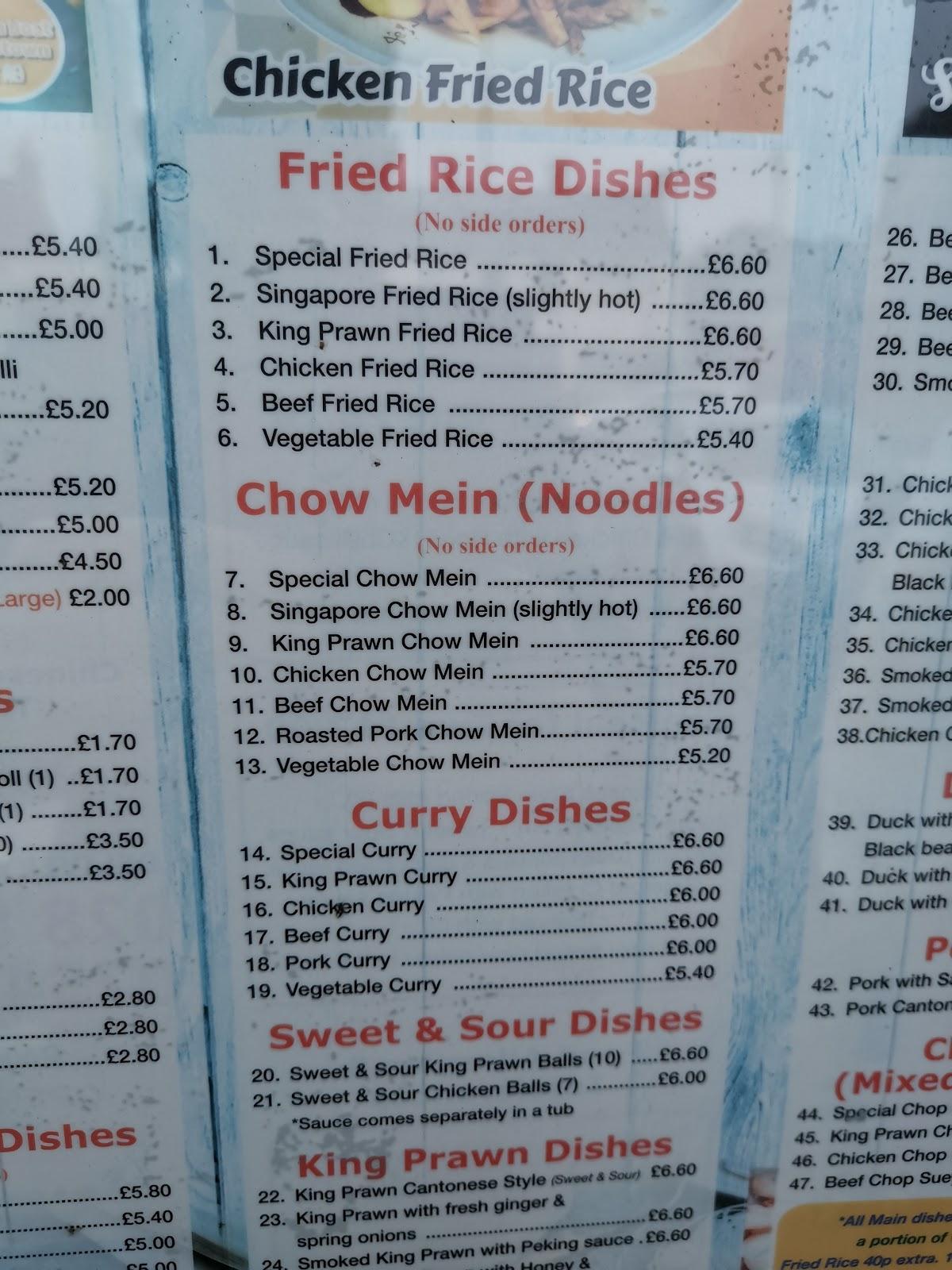 Menu at Golden Boat Cookstown restaurant, Cookstown