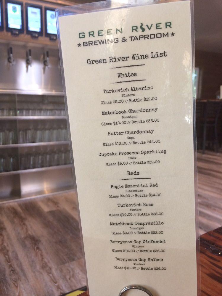Menu at Green River Brewing & Taproom pub & bar, Winters