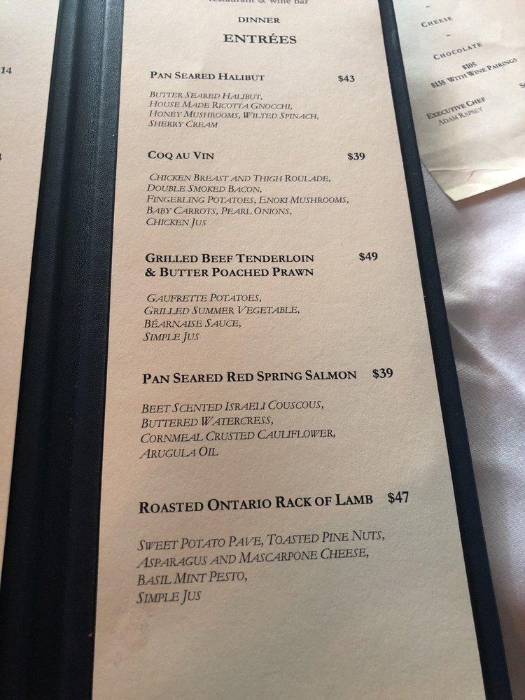 Menu at HOB NOB Restaurant, Niagara-on-the-Lake