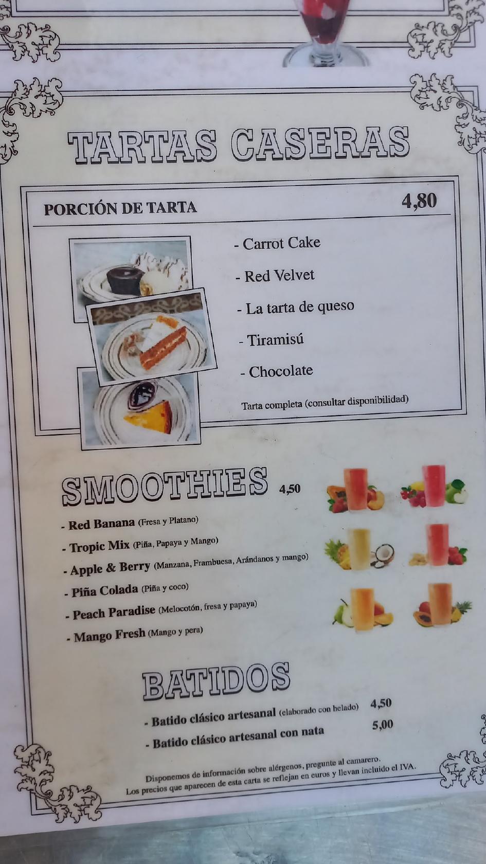 Carta del restaurante La Tacita De Plata, Madrid, C. del Tarragona