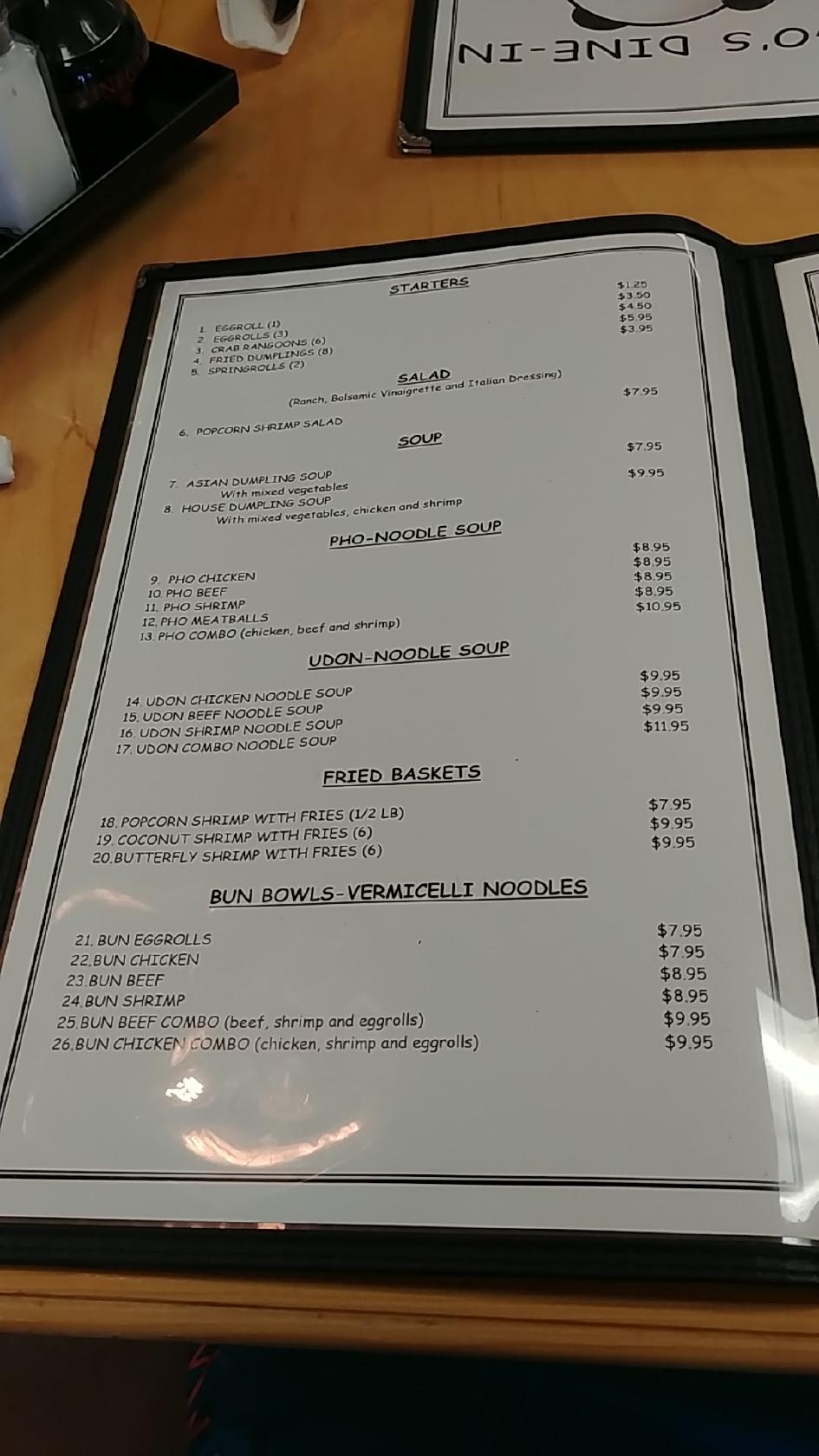 Menu at Ngo's Dine-In restaurant, Rockport