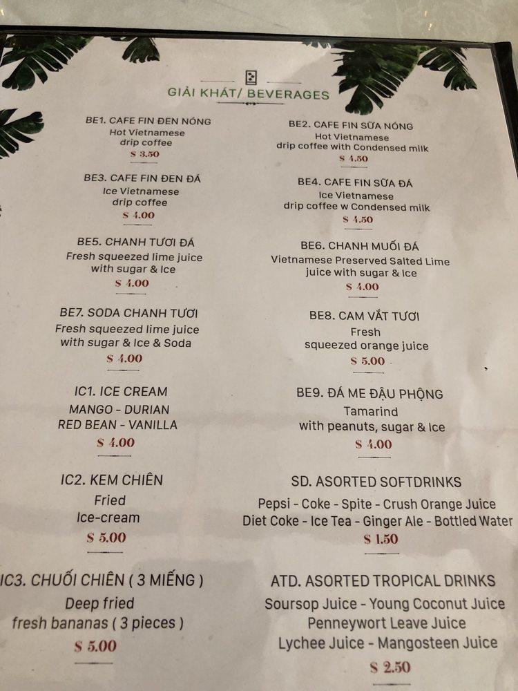 Menu at Pho Ngoc Yen Restaurant, Mississauga