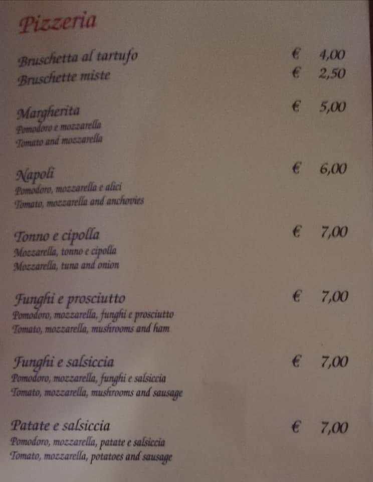 Menu da Braci e Abbacchi ristorante, L'Aquila