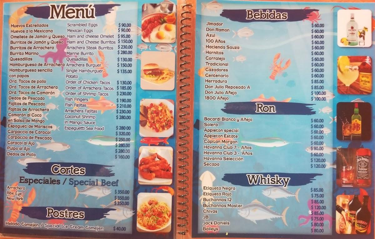 Menu at Restaurant El Comején, Isla Mujeres