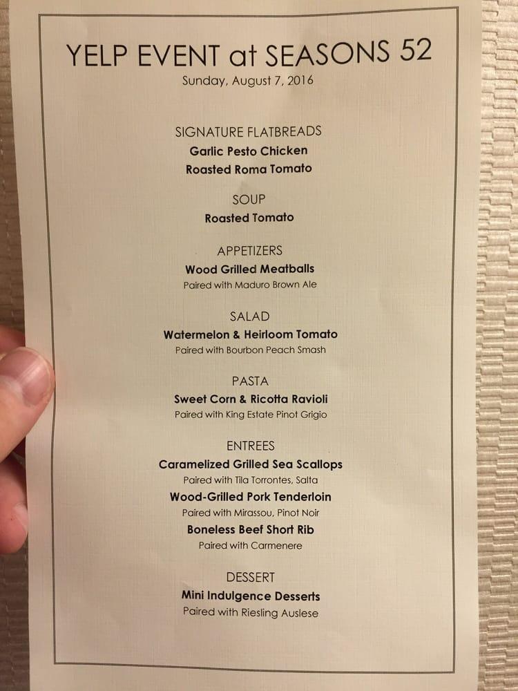 Menu at Seasons 52 pub & bar, Sarasota, 170 University Town Center Dr ...