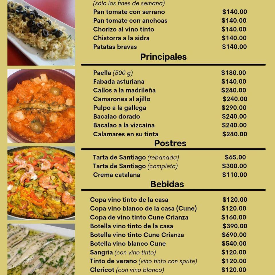 Carta de Restaurante AliOli, Ciudad de México, Medellín 238