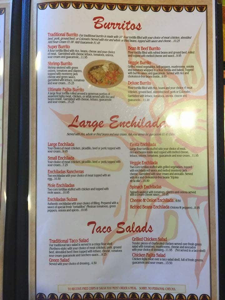 Menu at Fiesta Guadalajara Mexican Restaurant Fruita, Fruita