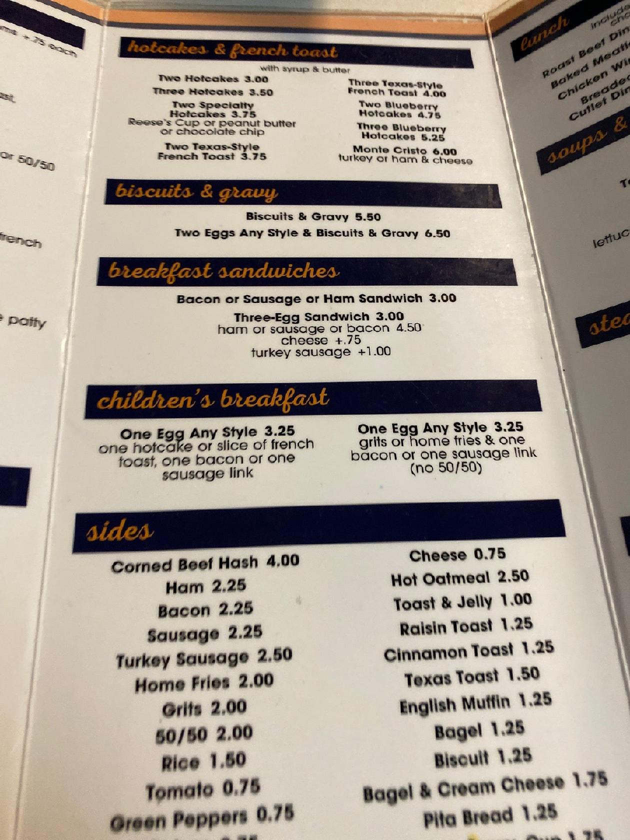 Menu at Landmark Restaurant, Cleveland, St Clair Ave.