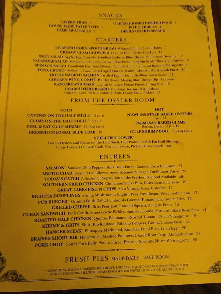 Menu at The Pearl restaurant, Columbus, 641 N High St