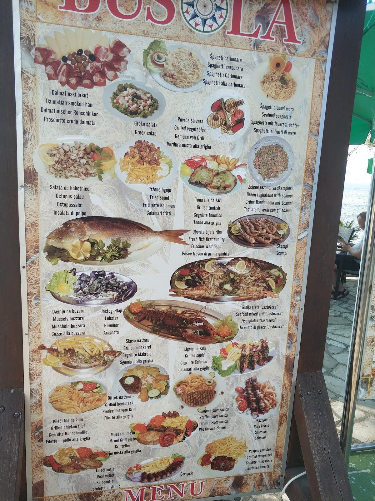 Menu au Bistro Busola restaurant, Jelsa