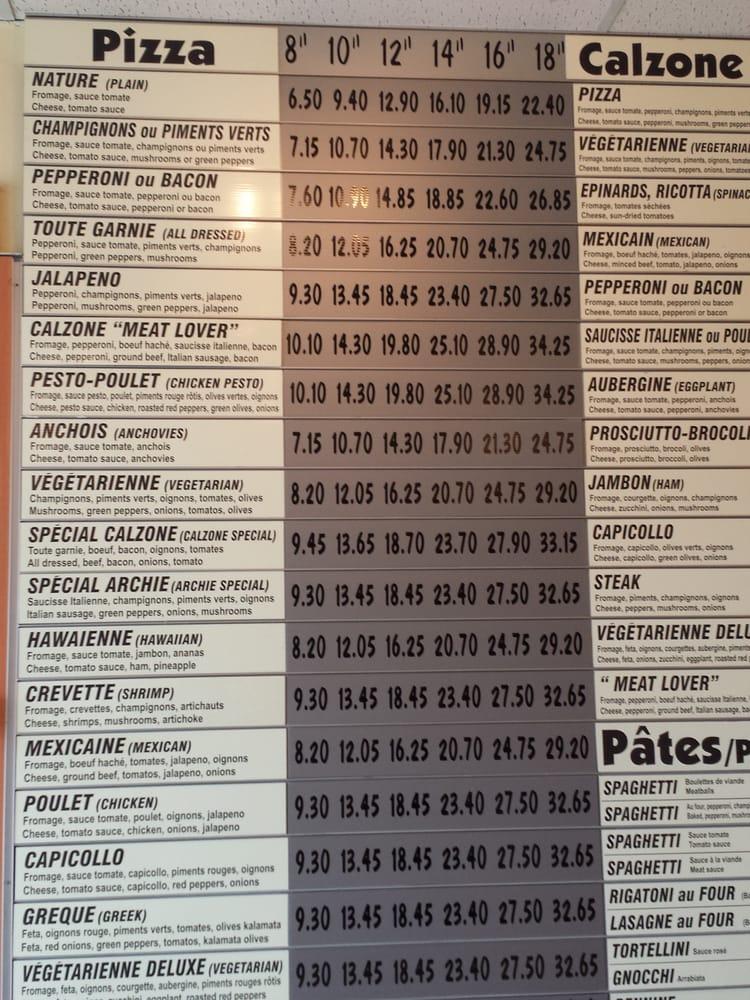 Menu at Calzone pizza pizzeria, Kirkland