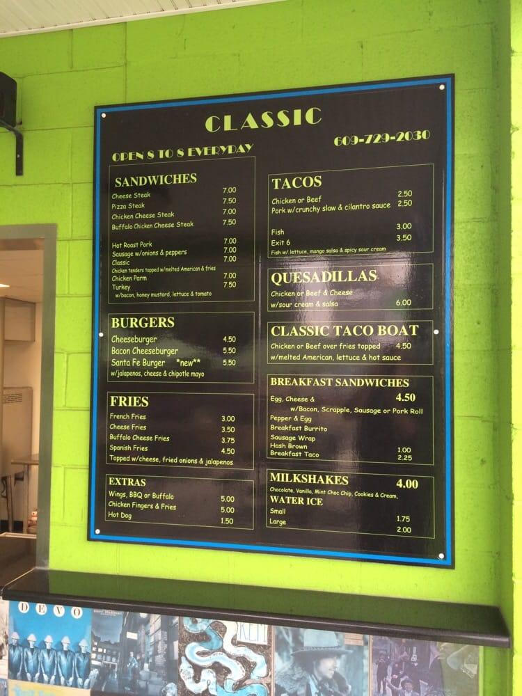 Menu at Classic Sandwiches restaurant, Wildwood