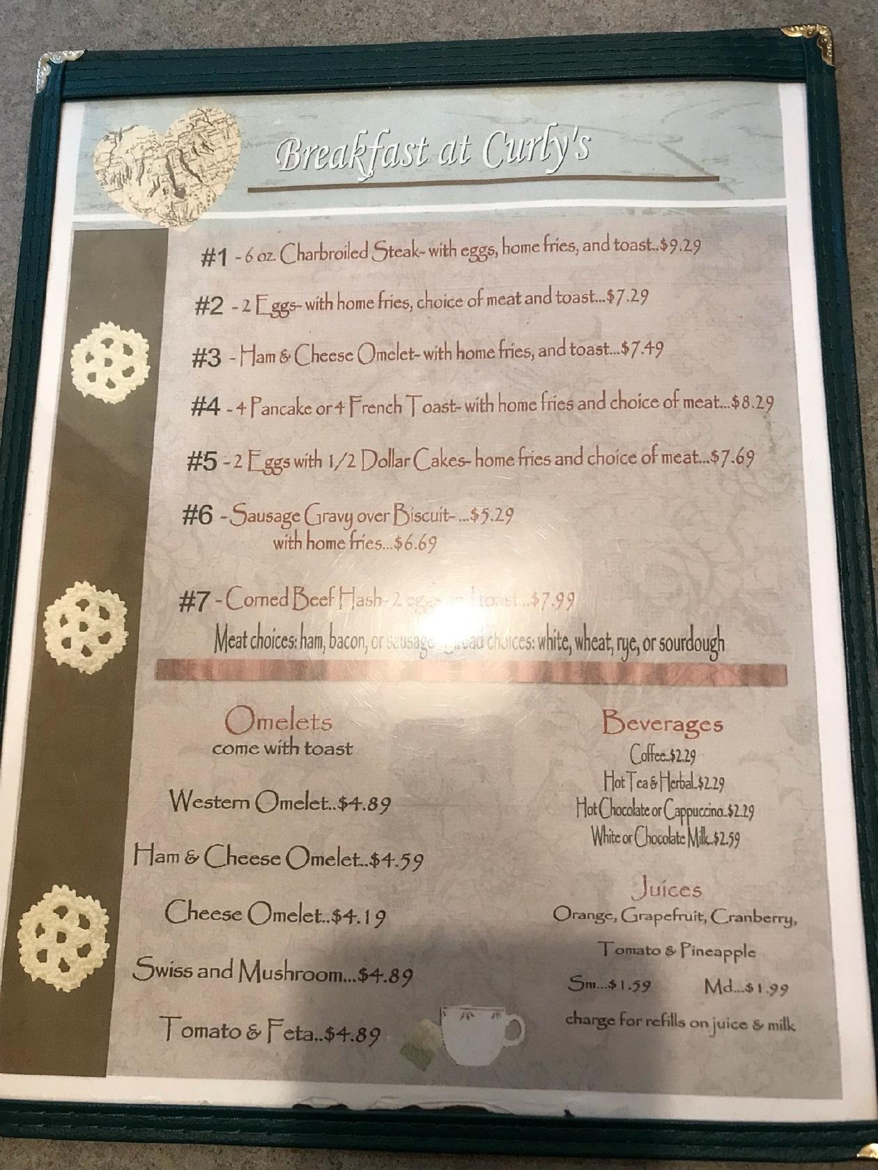 Menu at Curly's Family Restaurant, Watkins Glen, NY-14