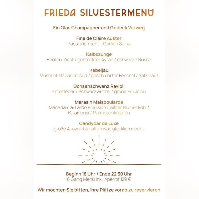 Speisekarte von FRIEDA restaurant, Leipzig