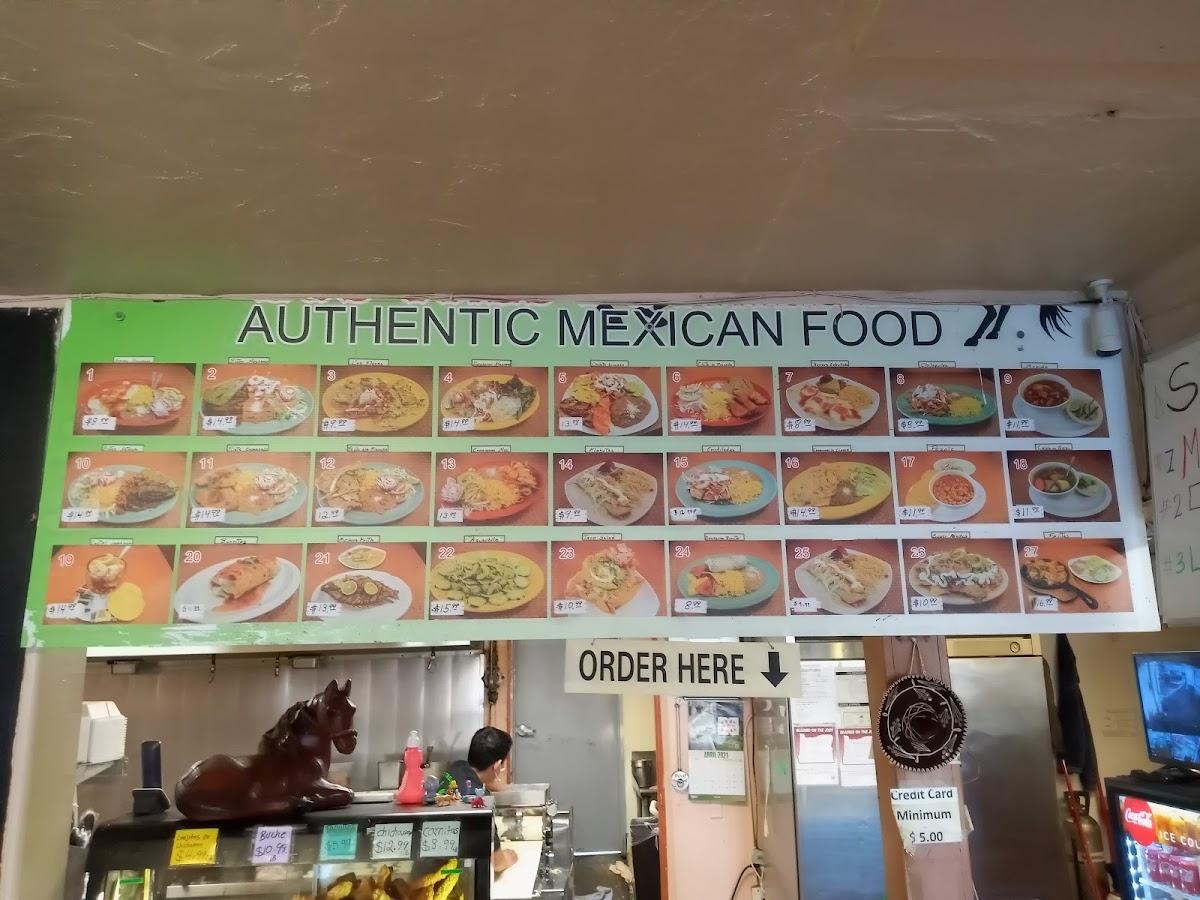 Menu at Los Tres Potrillos restaurant, Phoenix