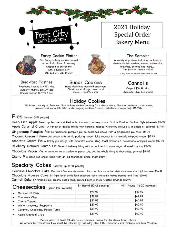 Menu at Port City Cafe & Bakery, Oswego