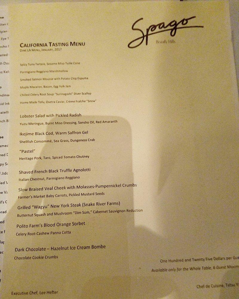 Menu at Spago pub & bar, Beverly Hills, 176 N Canon Dr