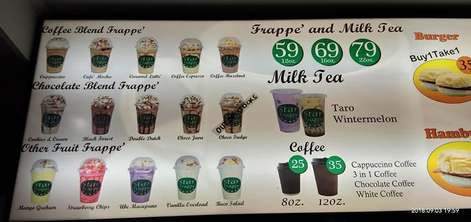 Menu at Star Frappe Heavens Burger restaurant, Concepcion