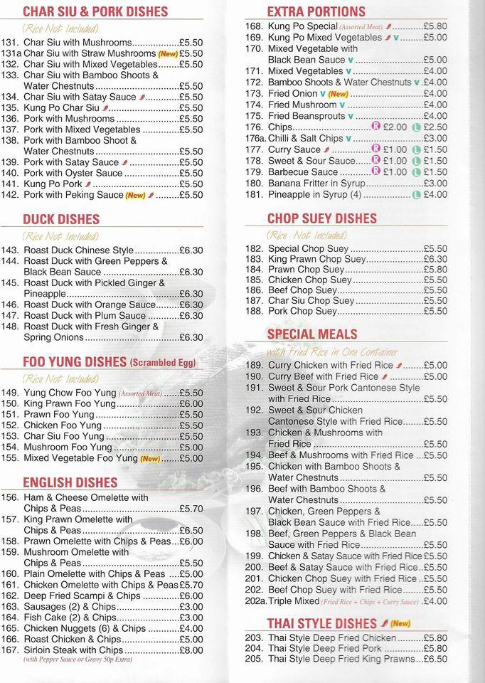 Menu at The Far East fast food, Kettering