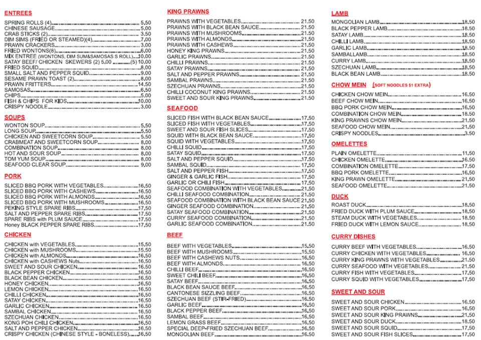 Menu at Yummy Panda restaurant, Belmont