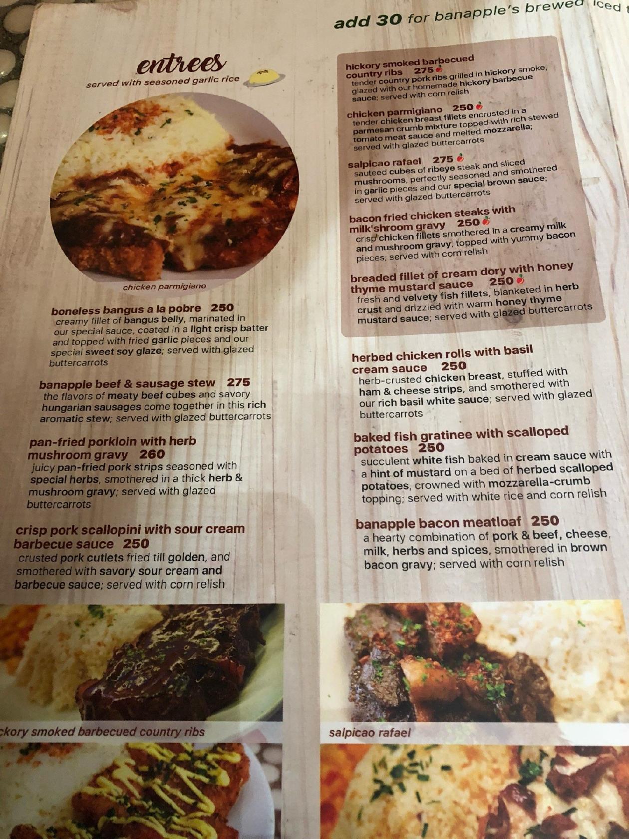 Menu at Banapple Pies &Cheesecakes cafe, Quezon City