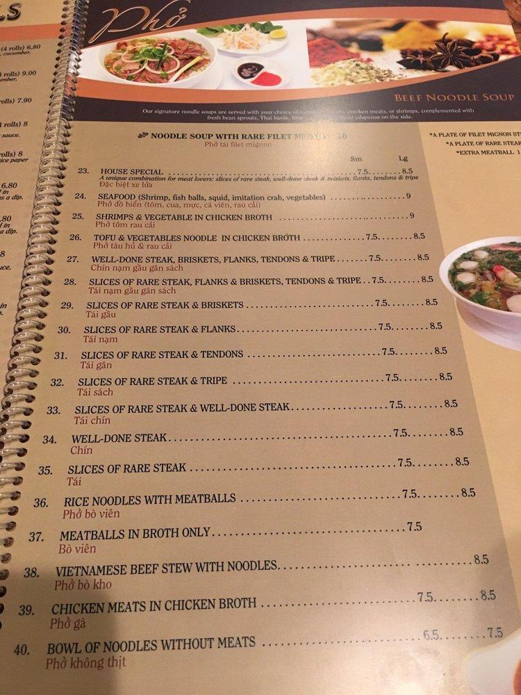 Menu at Phở Duyên Mai restaurant, San Diego, Kearny Villa Rd #111