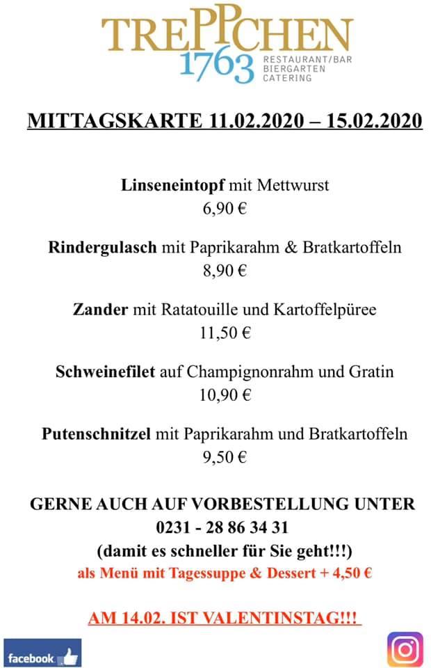Menu at Treppchen 1763 restaurant, Dortmund, Faßstraße 21