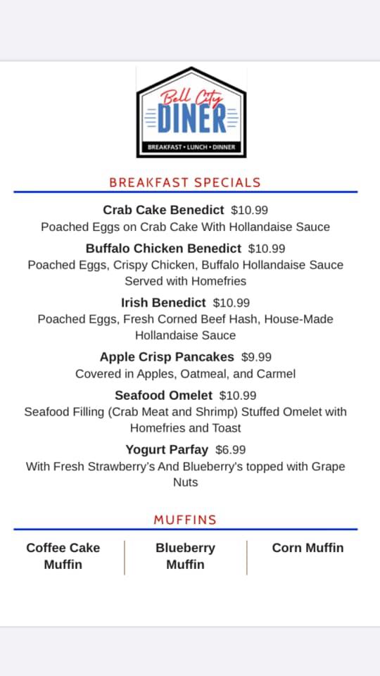 Carta del restaurante Bell City Diner, Bristol