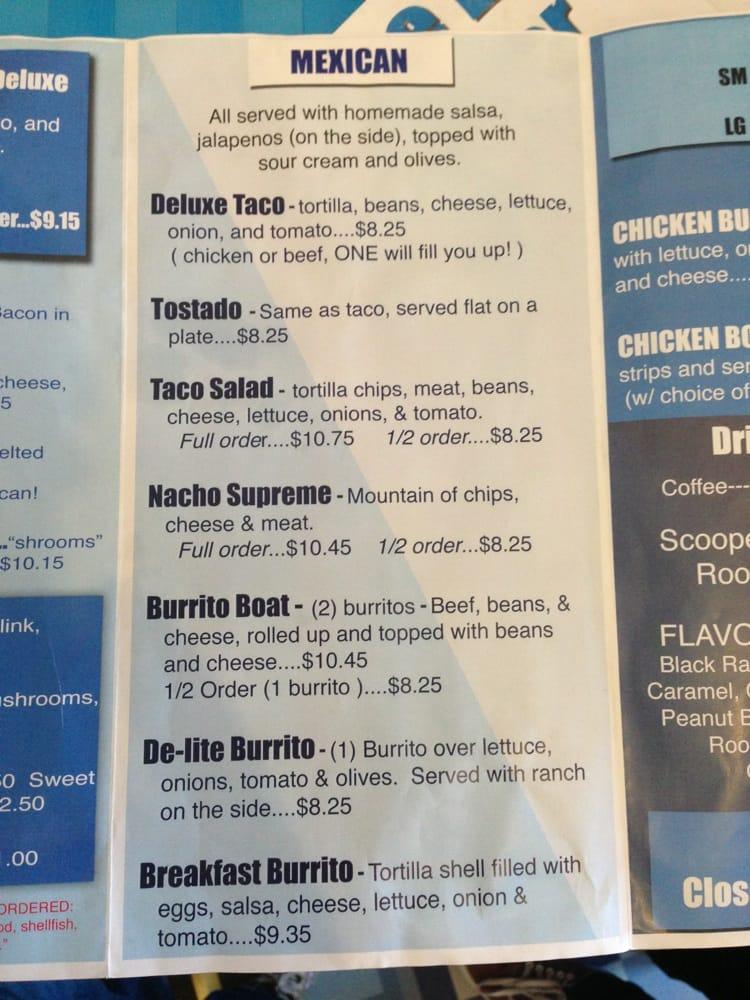 Menu at Blue Bus restaurant, Anchor Point, Sterling Hwy