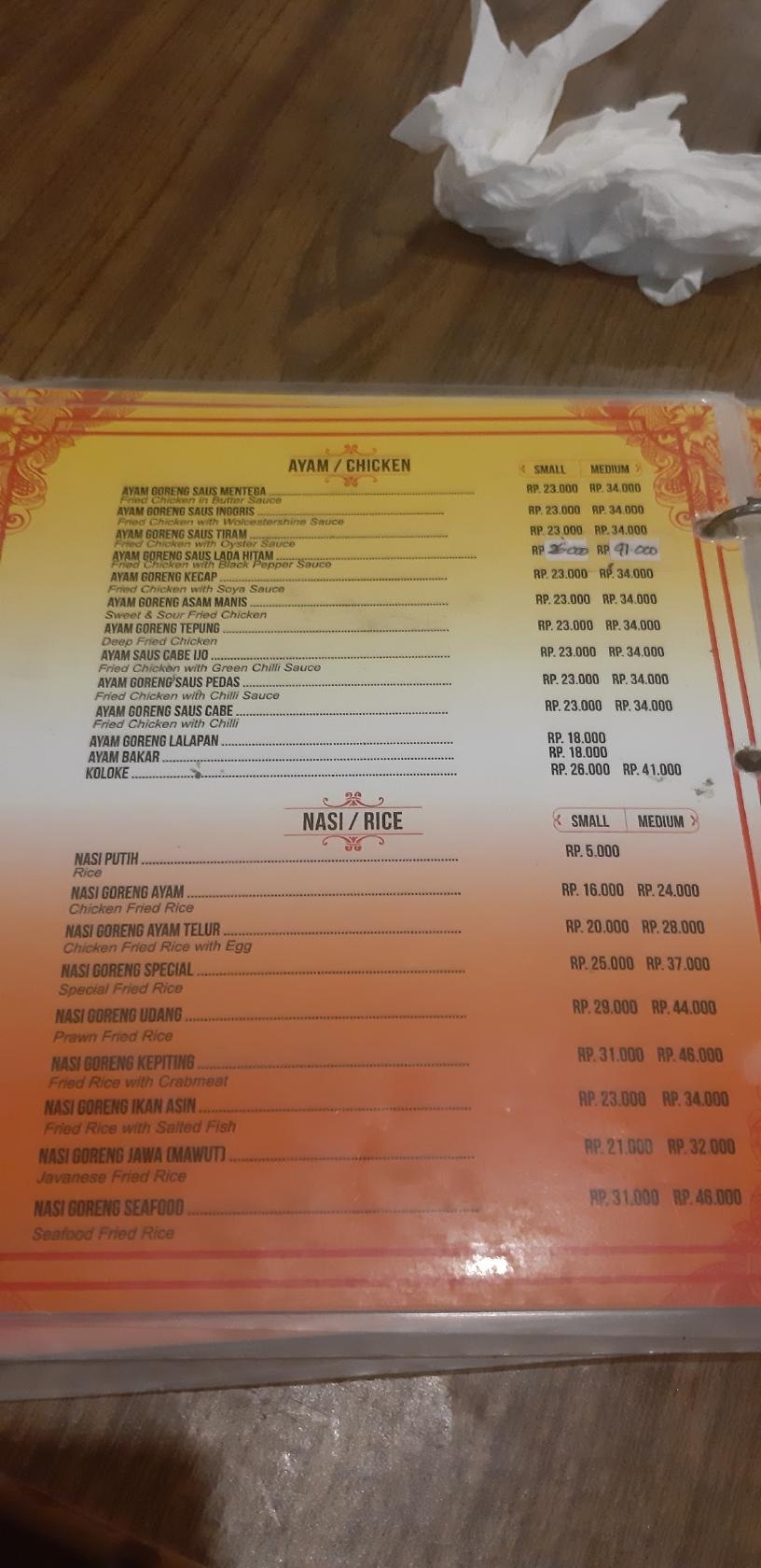 Menu at C & R (Chicken & Rice) restaurant, Denpasar