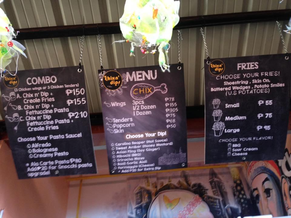 Menu at Chix n Dips restaurant, Puerto Princesa