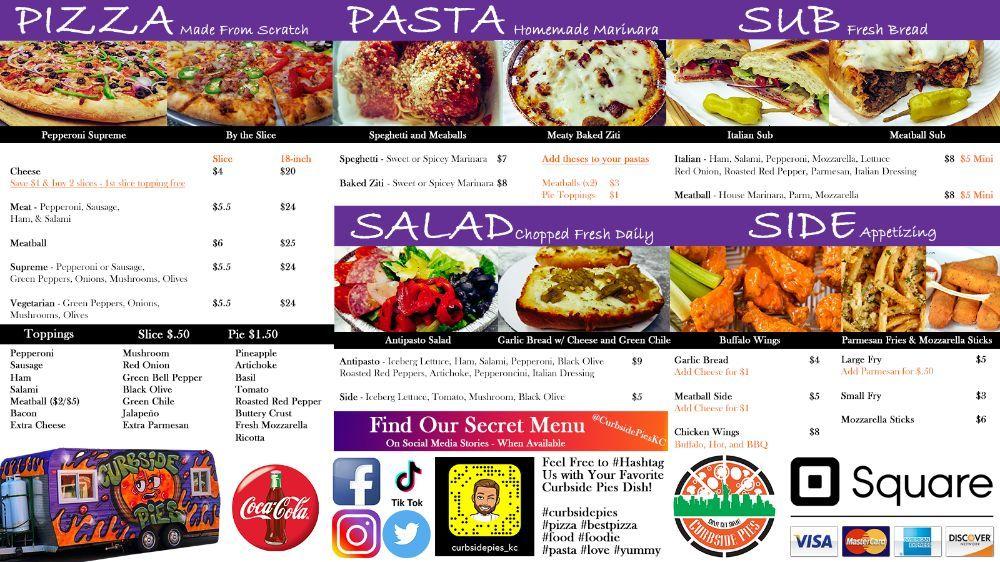 Menu at Curbside Pies pizzeria, Knob Noster