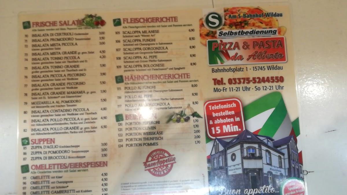 Speisekarte von Da Alberto - Pizza & Pasta, Wildau