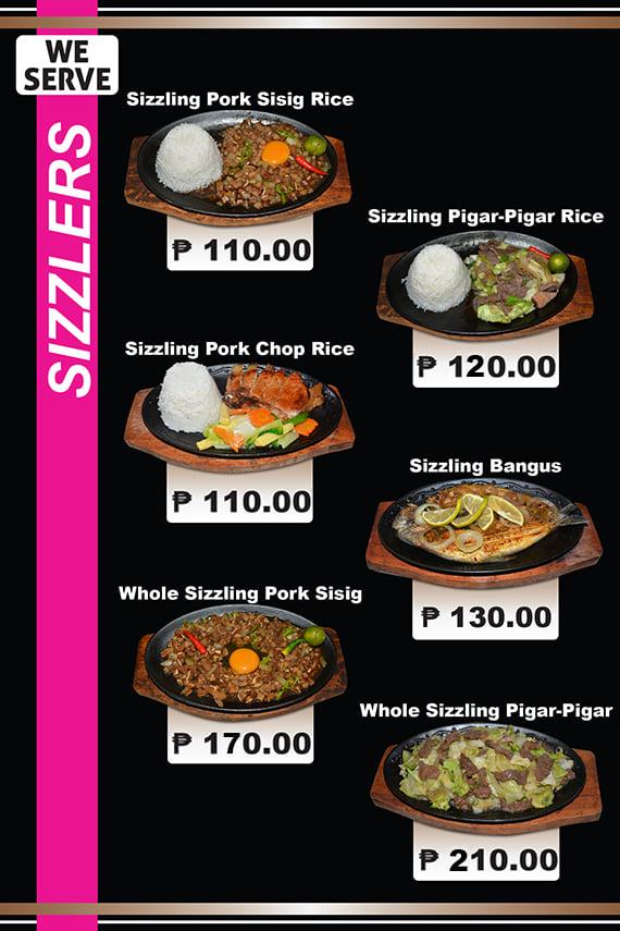 Menu at Marciana's Lechon Manok and Food House restaurant, Baguio