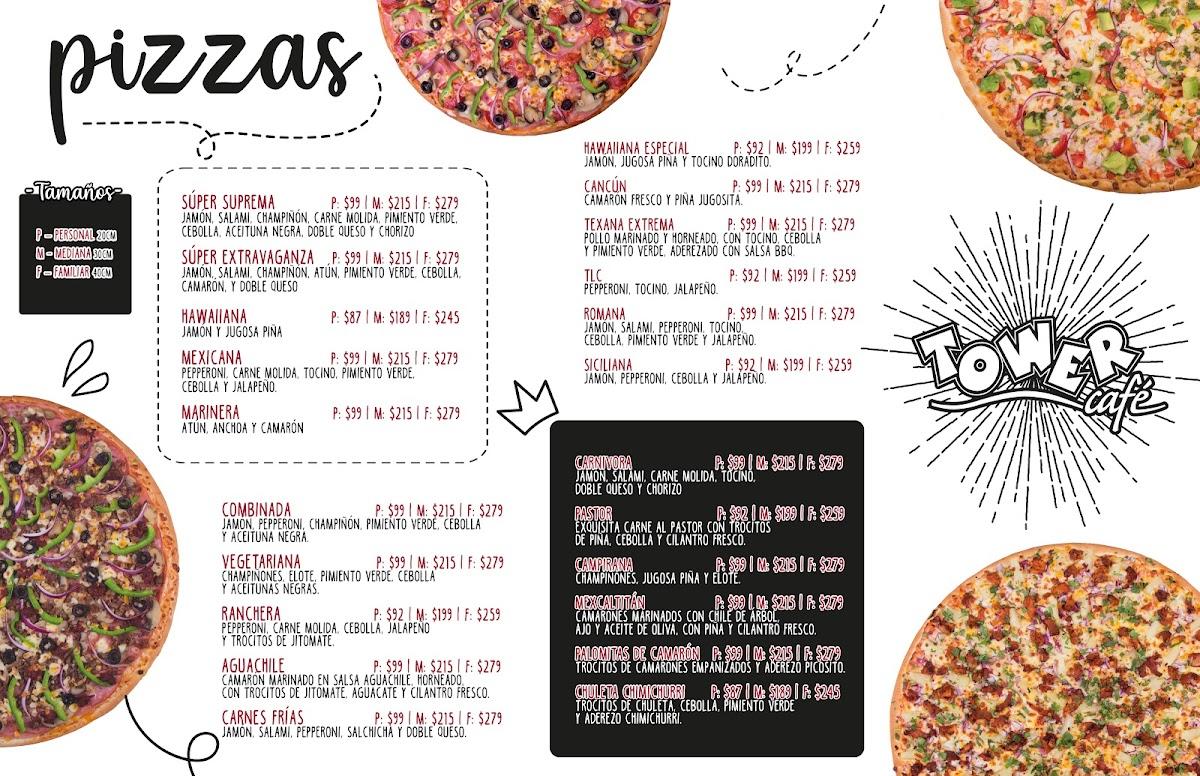 Menu at Tower Café, Tepic, C. Zapata Pte. No. 16